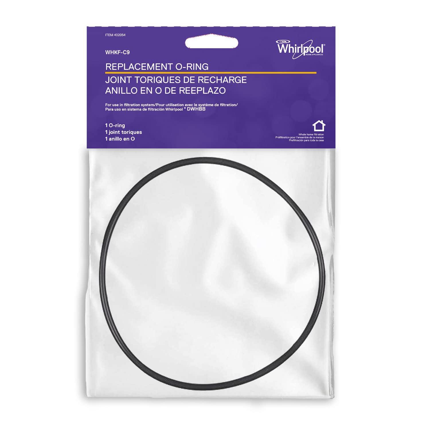 Whirlpool Genuine Parts O Ring WHKF-C9 for Large Household Filtration System, 5.82" in Diameters, Designed to Seal Home Water Filter Housings WHKF-DWHBB-Timer, Pack of 1