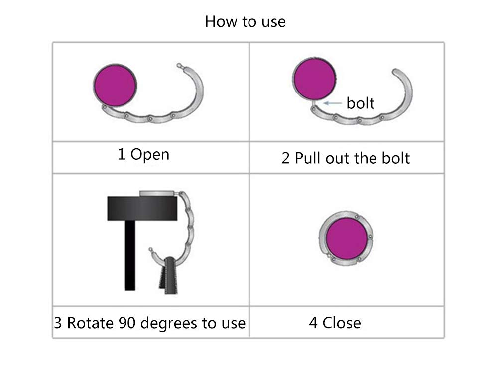 Grtdrm Multiple Hearts Style Premium Foldable Handbag Bag Purse Hanger Table Hook Holder (Purple)