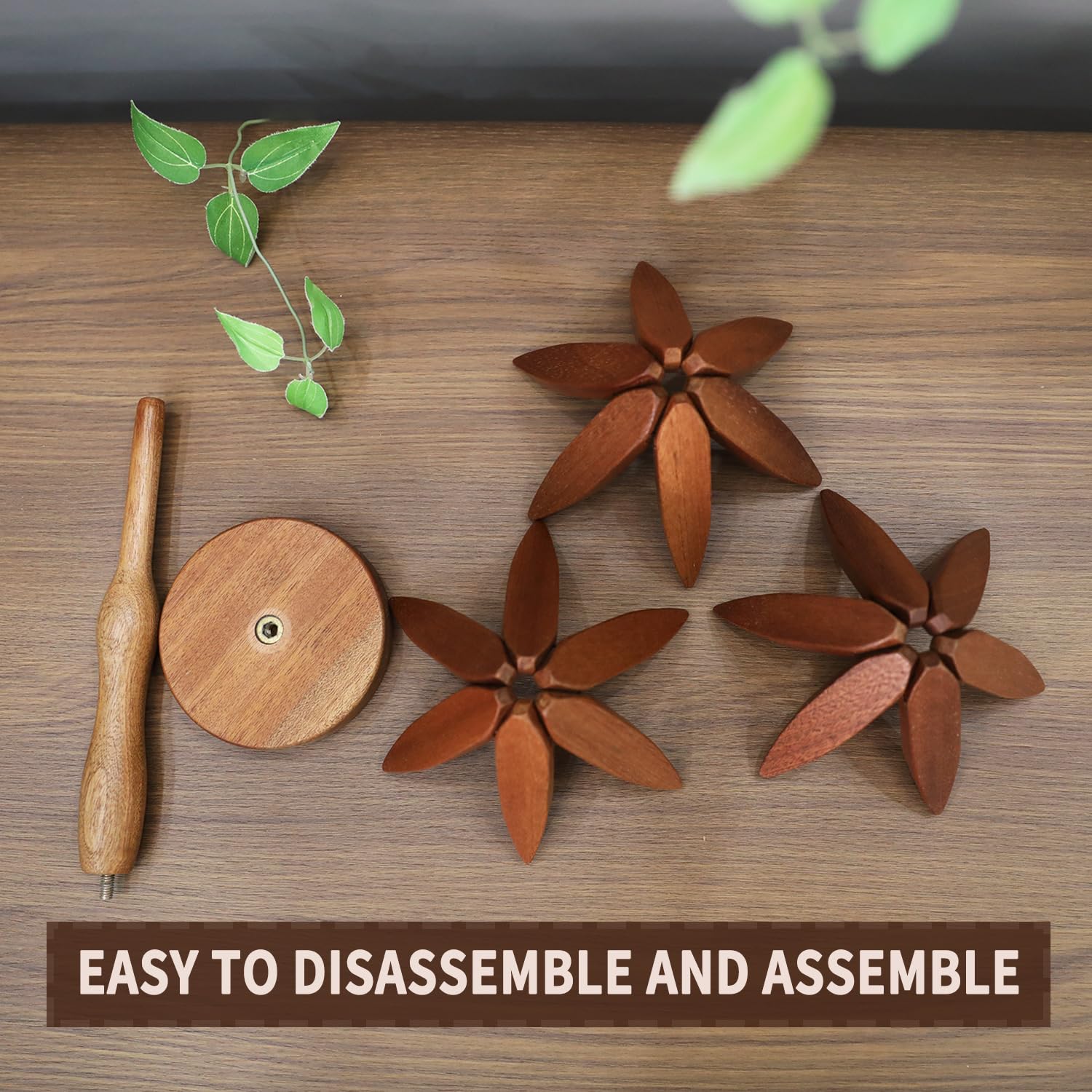 𝗡𝗘𝗪 Set of 3 Kitchen Table Decor Foldable Wooden Trivets for Hot Pots and Pans,Tree Shape Trivets, (Sapele Wood Trivets)