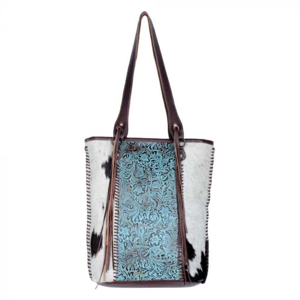 Myra Bag Blue Ripples Leather & Hairon Bag S-3365