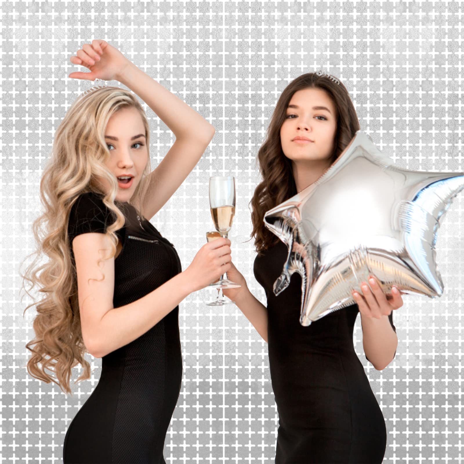 GAGAKU Square Silver Fringe Curtains,2 Pack 3.3x6.6 Feet Foil Backdrop Silver Party Decorations, Silver Tinsel Party Streamers for Silver Birthday Backdrop,Princess Party,Graduation 2023