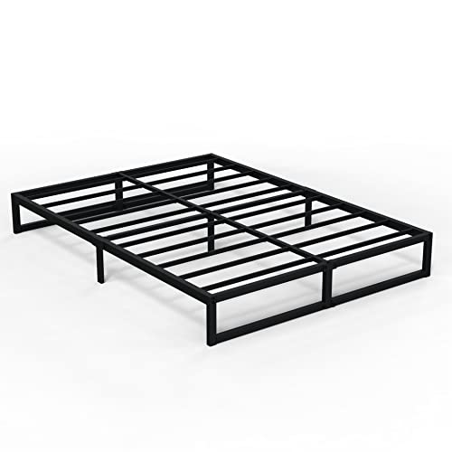 Richwanone 10 Inch Queen Bed Frame Metal Platform Mattress Foundation with Steel Slat Support, No Box Spring Needed, Easy Assembly, Black