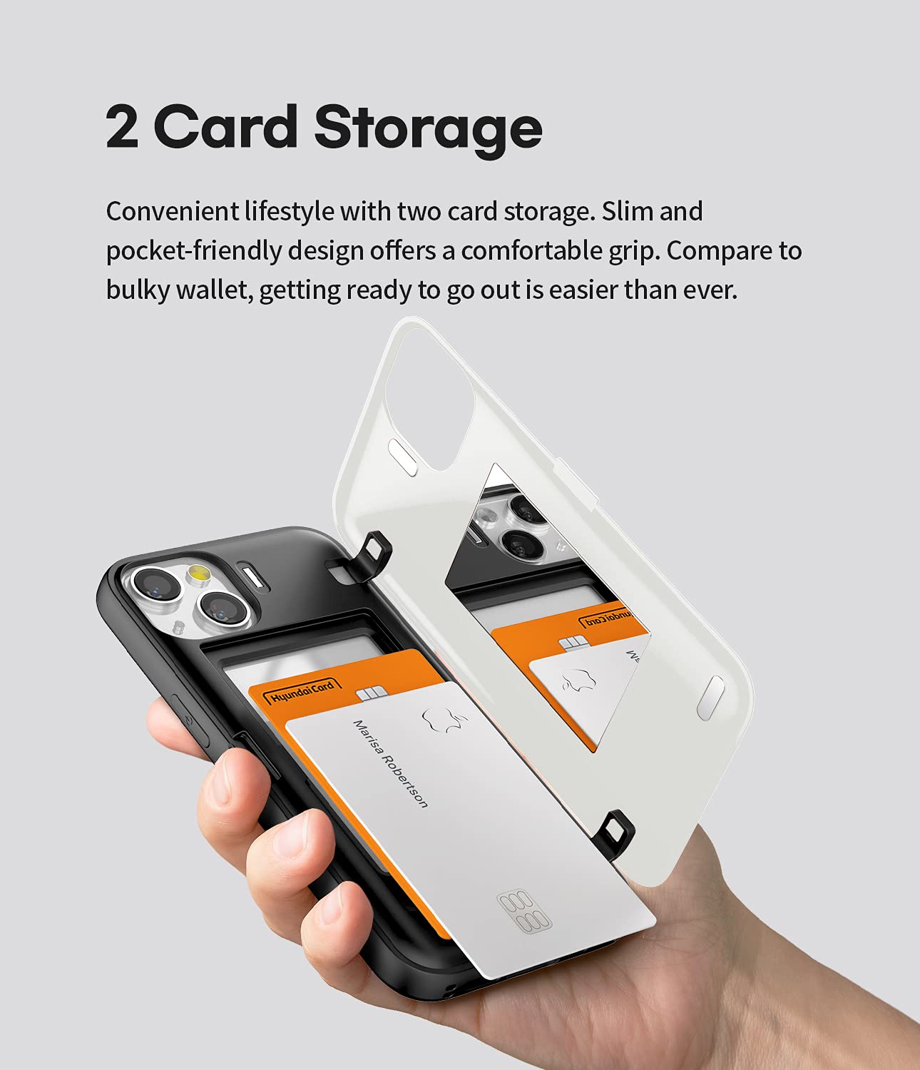 GOOSPERY Magnetic Door Bumper Compatible with iPhone 13 Case, Card Holder Wallet Case, Easy Magnet Auto Closing Protective Dual Layer Sturdy Phone Back Cover - White