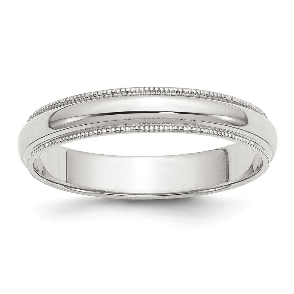 Forever Flawless Jewelry 4mm High Polish Finish Half Round Domed Milgrain Sterling Silver Wedding Band - Size 10.5