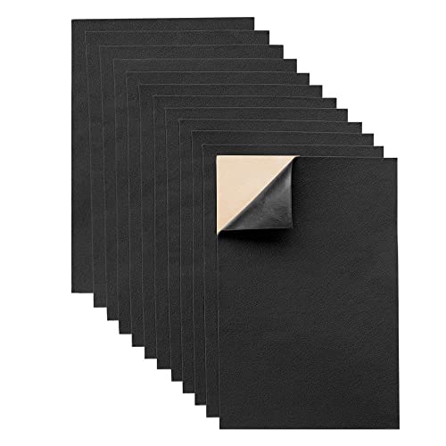 Helloocolor 12 Pcs Adhesive Craft Felt Fabric Sheet, A4 Size, Black Color, Self-Adhesive Felt Sheet for DIY Craft