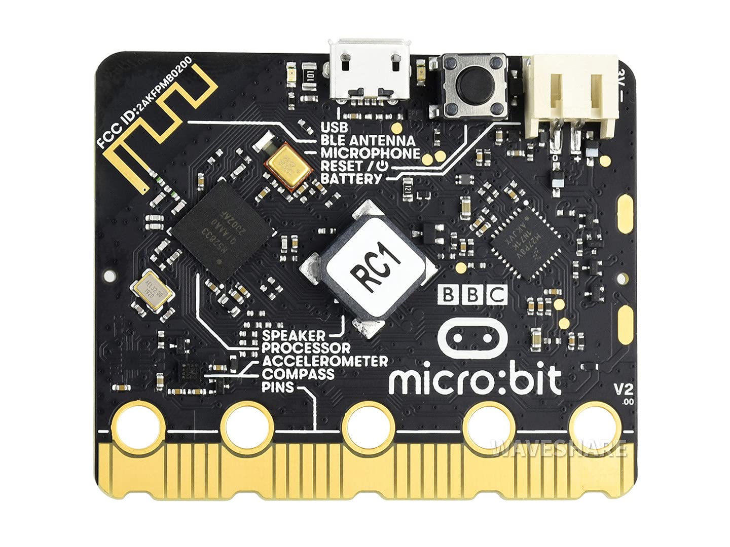 New Version BBC Micro:Bit V2 Board, Faster ARM Cortex-M4 nRF52833 Processor,2.4G Radio/BLE Bluetooth 5.0, Built-in Speaker and Microphone,Touch Sensitive Logo