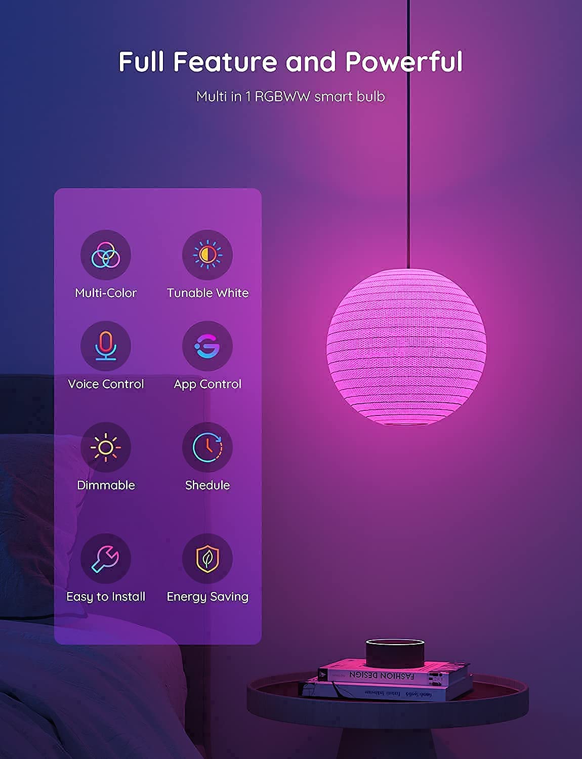 Govee Smart Light Bulbs, Dimmable RGBWW Color Changing Light Bulbs, Work with Alexa & Google Assistant, No Hub Required RGB Light Bulbs, 9W 60W Equivalent A19 LED Bulbs for Bedroom Living Room, 4 Pack