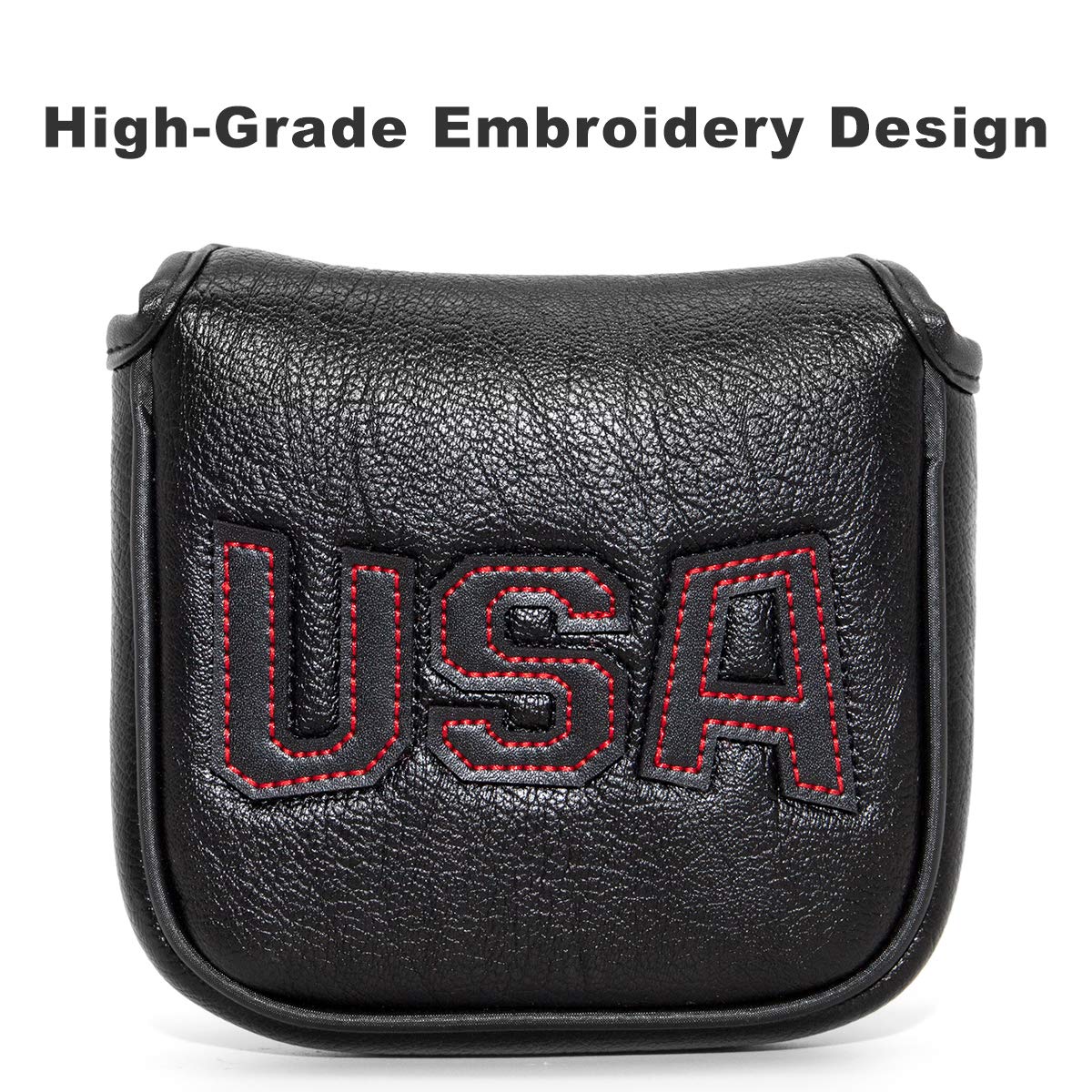 Golf Putter Cover, Putter Headcovers Golf Club Head Covers Putter Headcover for Blade Leather Golf Mallet Putter Head Covers with Magnetic for All Brands USA Style