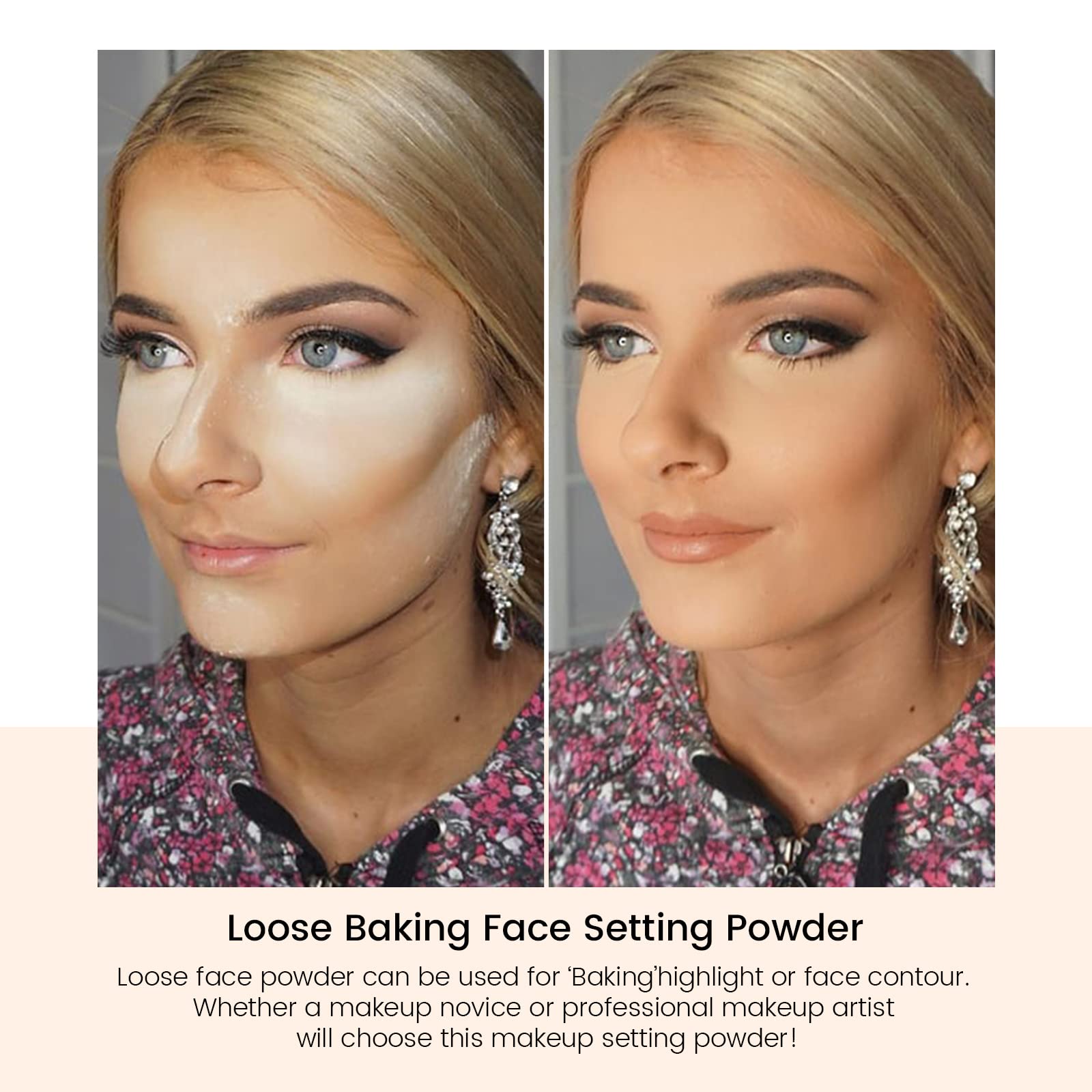 FREEORR Pink Setting Loose Face Powder, Oil Control Minimize Pore, Loose Baking Face Setting Powder Makeup, Soft Focus Make Up Setting Powder, Matte Flawless Finish,8g (02 Pink Complexion)