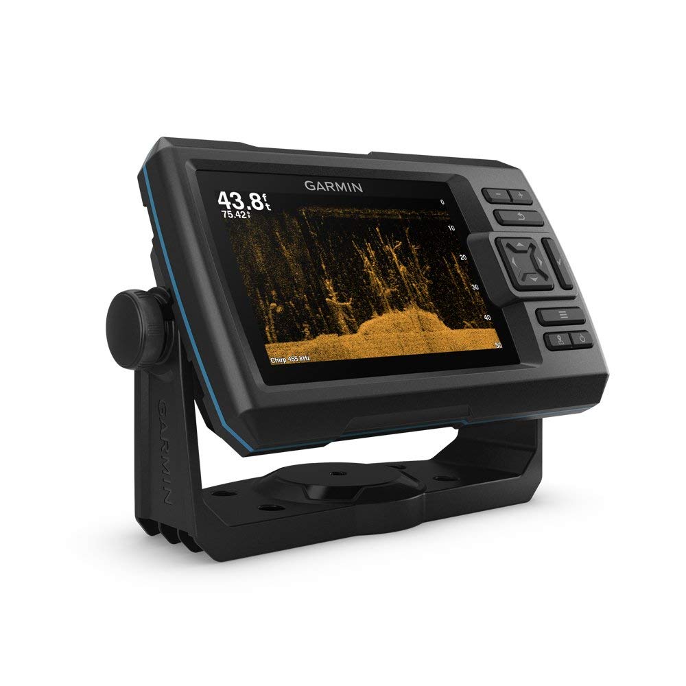 Garmin Striker Plus 5cv with Transducer, 5" GPS Fishfinder with Chirp Traditional and ClearVu Scanning Sonar Transducer and Built in Quickdraw Contours Mapping Software (Renewed)