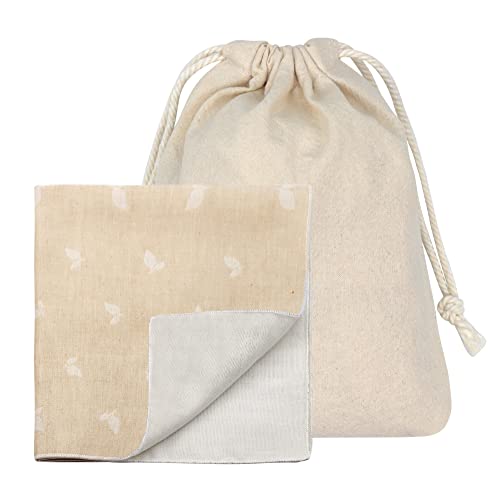 HANDMADE BY AVO- 100% Organic Gauze Handkerchiefs, Fabric Cloth Cotton Pouch (Sprout)