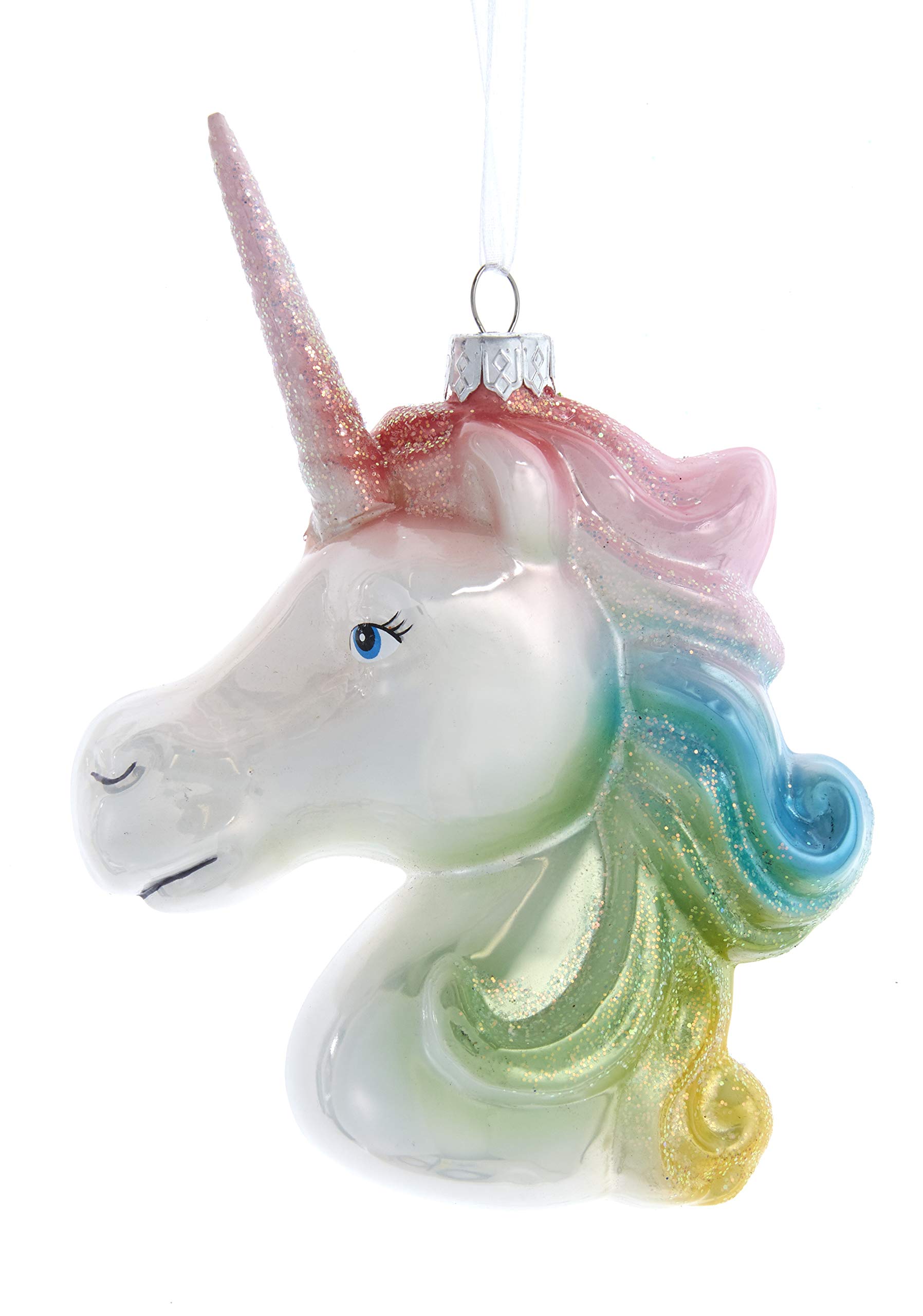 Glass Pastel Unicorn Head Ornament