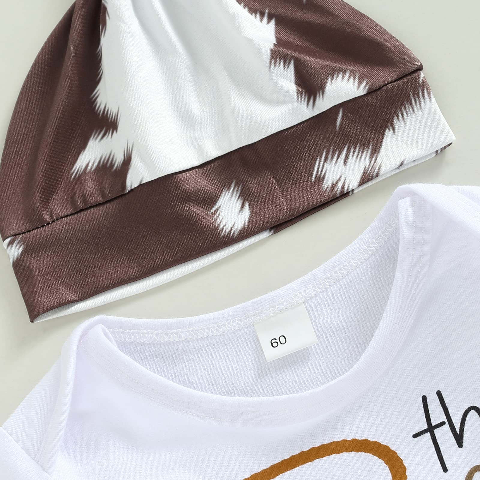 Newborn Infant Baby Boys Clothes Western Cowboy Letters Print Long Sleeve Bodysuit Pants Hat 3PCS Outfit Set