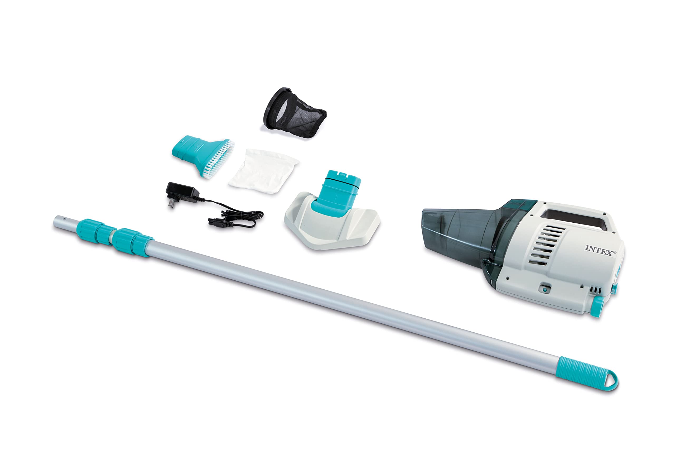 Intex ZR200 Rechargeable Cordless Swimming Pool and Spa Vacuum Cleaner with Telescoping Handle and 2 Interchangeable Brush Heads