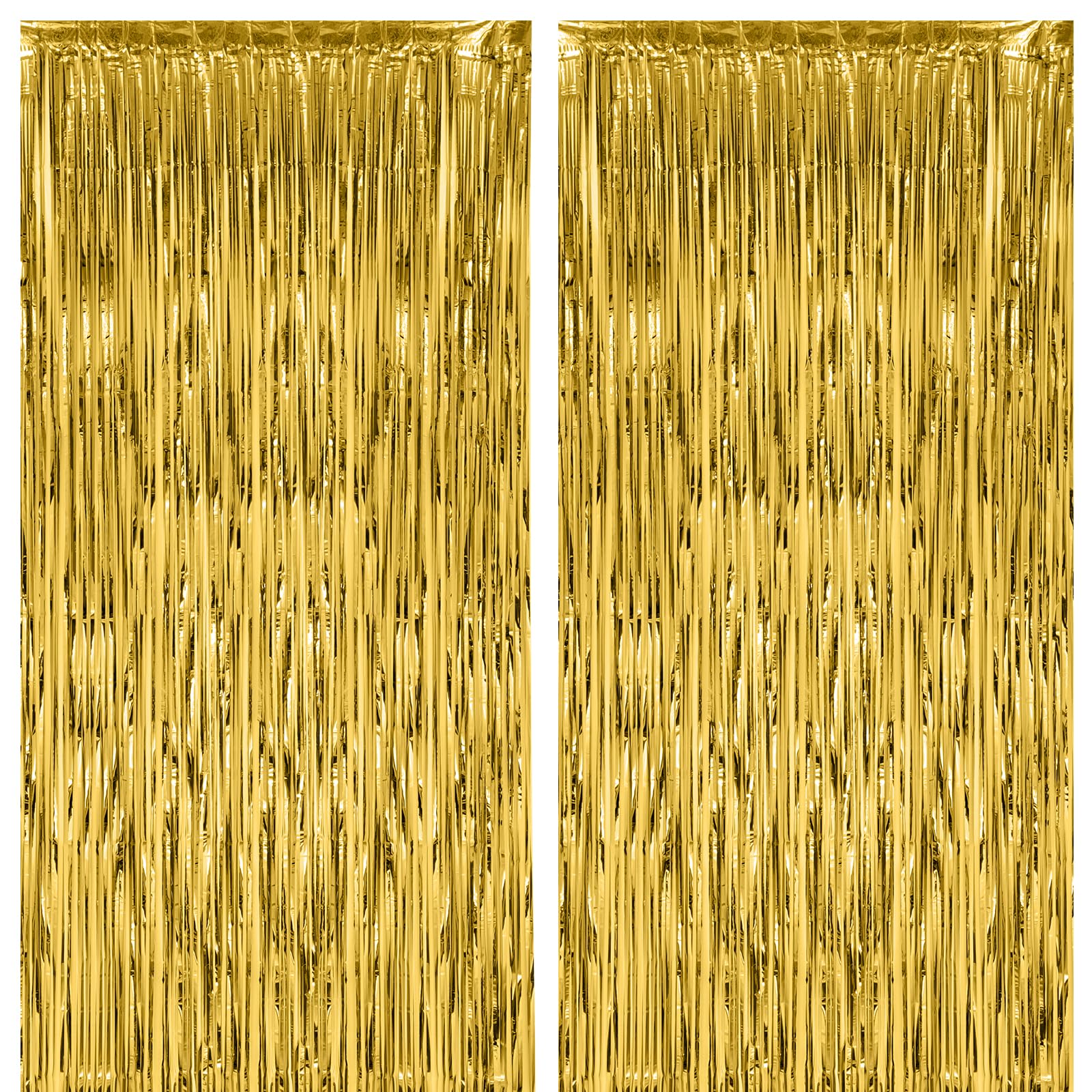 Voircoloria 2 Pack Gold Foil Fringe Backdrop Curtains, Tinsel Streamers Birthday Party Decorations, Fringe Backdrop for Graduation, Baby Shower, Gender Reveal, Disco Party