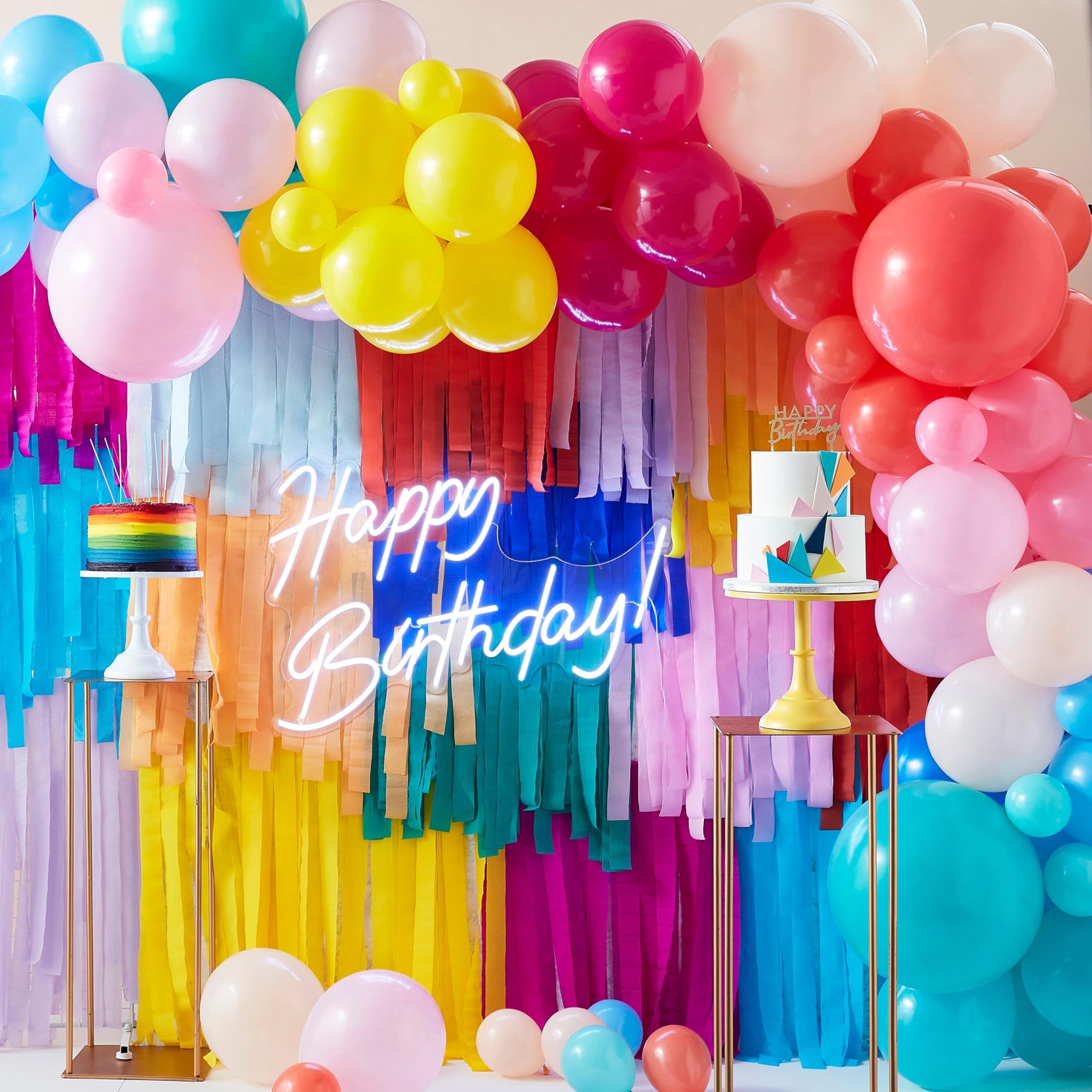 Ginger Ray Balloon Mosaic Number 8 Birthday Party Decoration,Rose Gold,rainbow