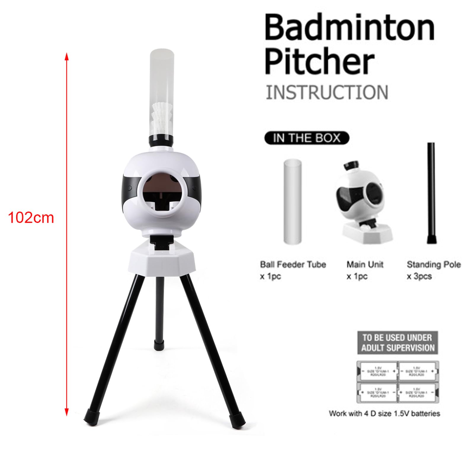 Gdrasuya10 Automatic Badminton Serve Machine Shuttlecock Launcher Badminton Robot Shooting Machine for Indoor Outdoor Training