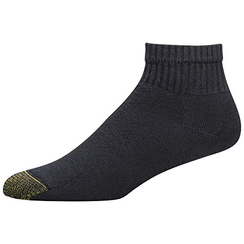 GOLDTOE Men's 656P Cotton Ankle Athletic Socks, Multipairs, Black (6-Pairs), Large