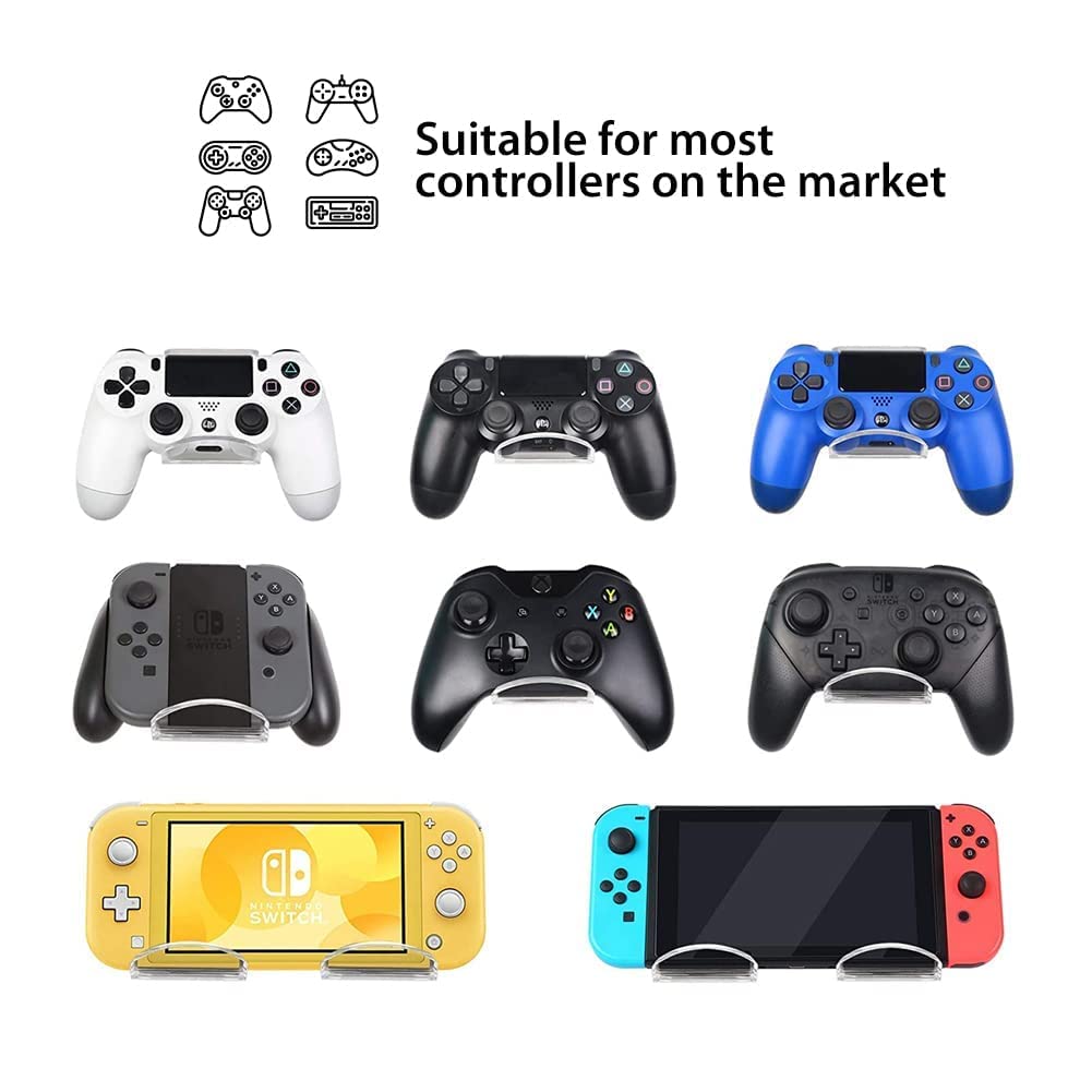 Game Controller Stand Holder Wall Mount - 2 Pack for Gaming&Audio Headsets Holder Hook, Controller Headset Stand Holder for PS5/PS4/Xbox Gamer Gifts,No Screws, Easy to Install (White)