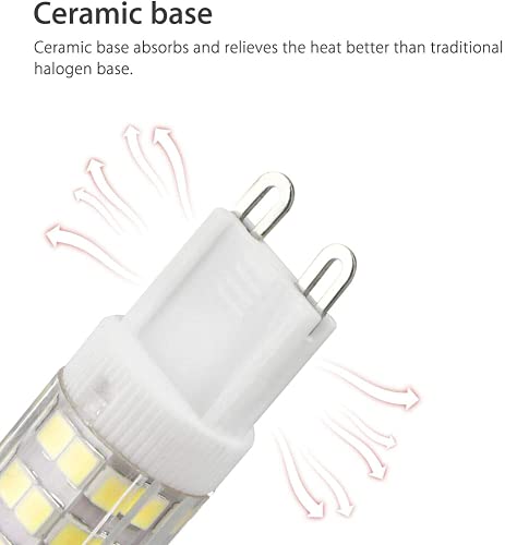 G9 LED Bulb 4W (40W Halogen Equivalent), Daylight White 6000K, 450LM 110V 120V T4 G9 Ceramic Base Light Bulb for Ceiling Light, Under Cabinet (4-Pack)