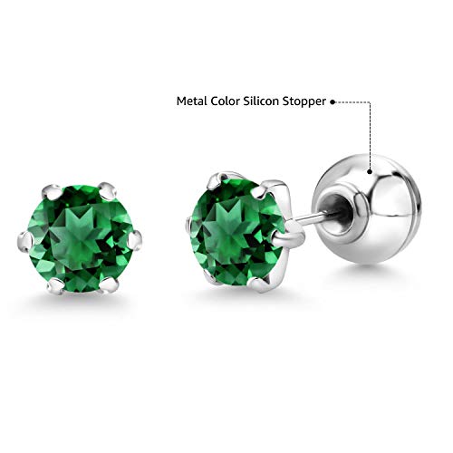 Gem Stone King Pure PT950 Platinum 950 Six Prong 6MM Round Gemstone Birthstone Stud Earrings For Women