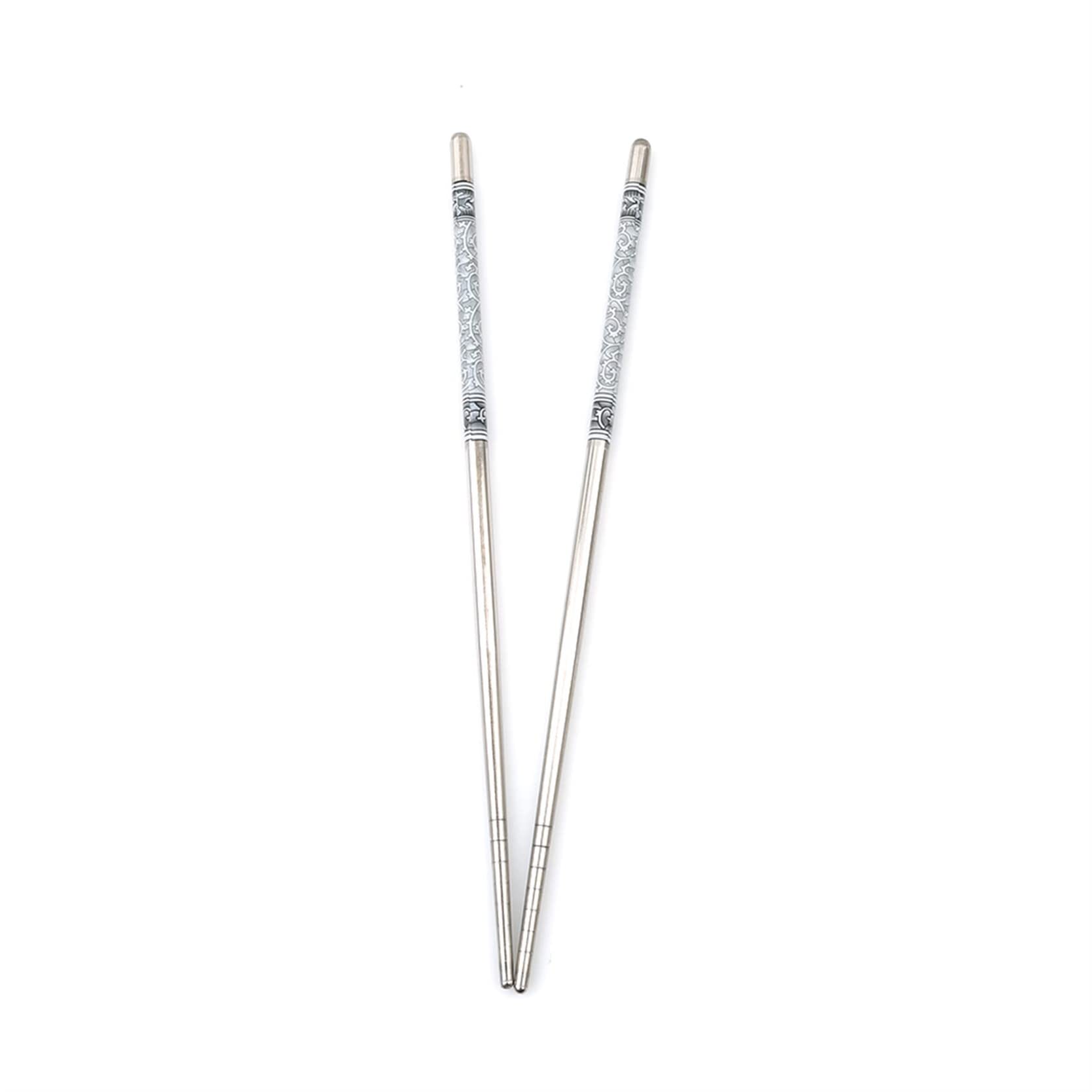 HUANGXM Stainless Steel Blue and White Porcelain Pattern Chopsticks Reusable Dinner Cutlery (Style 2), One Size
