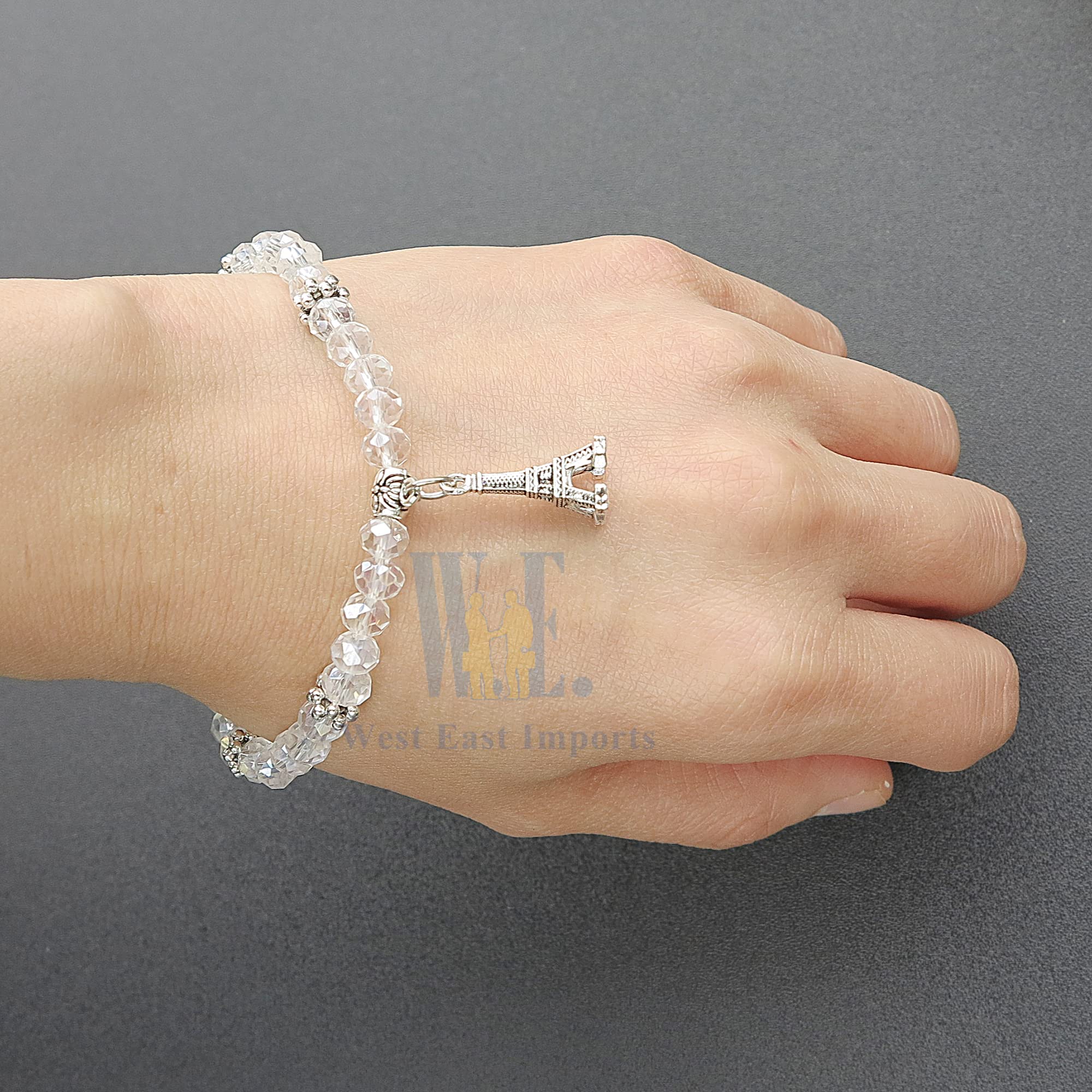 WE 12 Pcs Paris Eiffel Tower Themed Crystal Bracelet Party Favors - Quinceanera/Wedding/Birthday/Baby Shower/Bridal Shower
