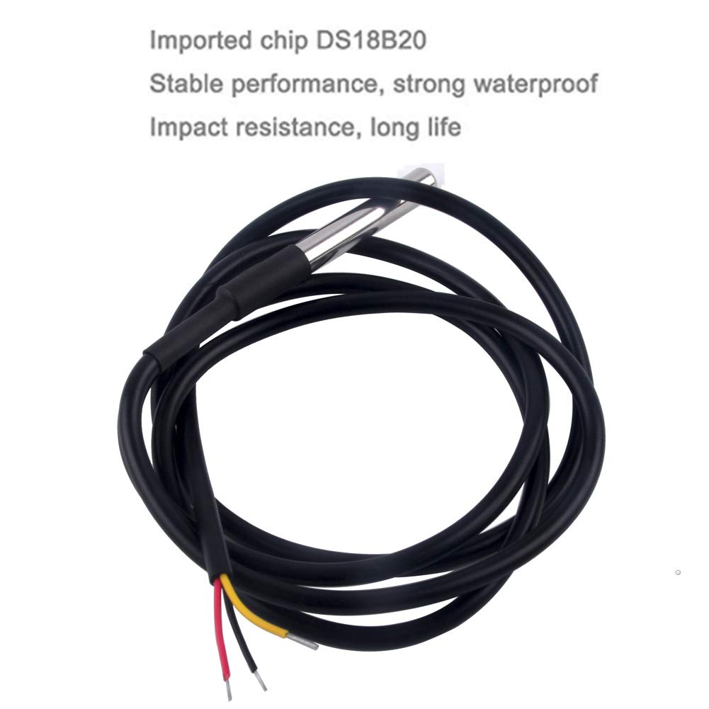 Geekstory 5PCS DS18B20 Temperature Sensor, Waterproof Temp Digital Thermal Stainless Steel Tube Probe 3M 118.1 inch for Raspberry pi, Arduino