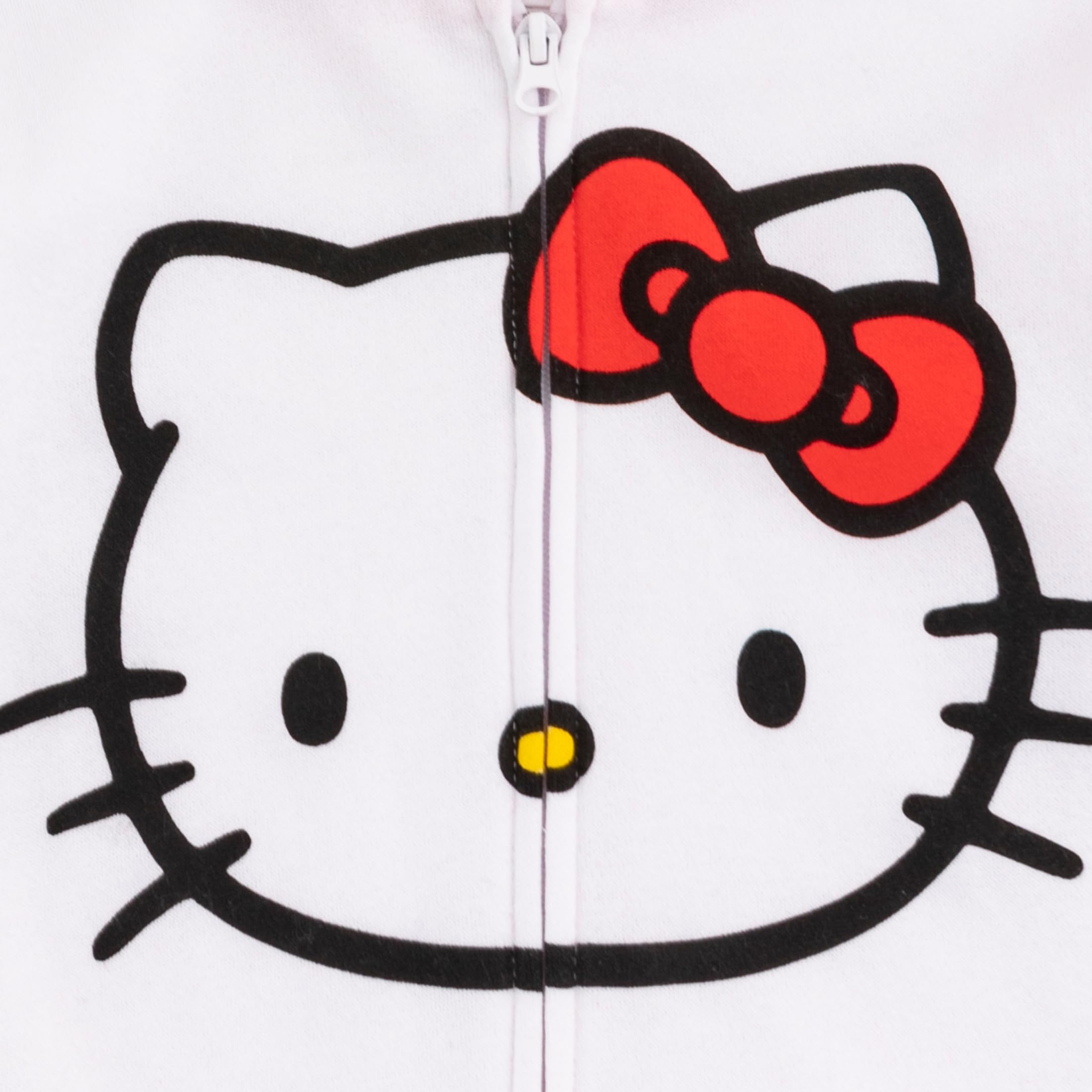 Hello Kitty Girls Zip Up Hooded Sweatshirt for Infant, Toddler and Little Kids White
