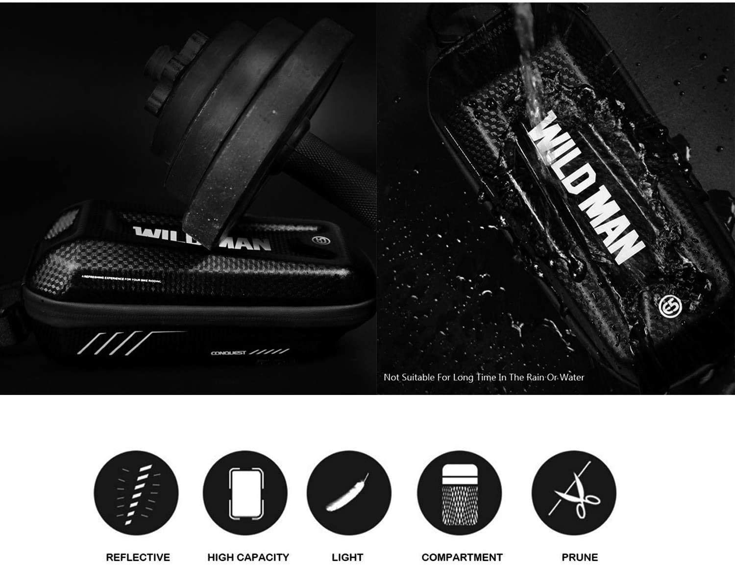 GLDYTIMES EVA Storage Bag Suitable for Electric Scooter Bicycle Trolley Front Suspension Bag Durable can Accommodate Charger Tool for Ninebot Xiaomi Scooter (New Black 3L)