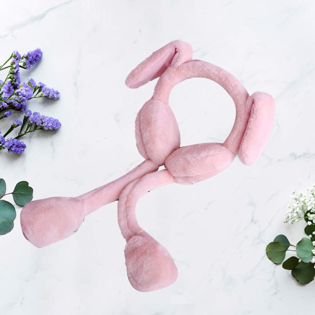 generic Rabbit Ear Earmuffs Easter Rabbit Ear Headbands Winter Ear Warmers for Women Girls Pink QT7301733AYUT