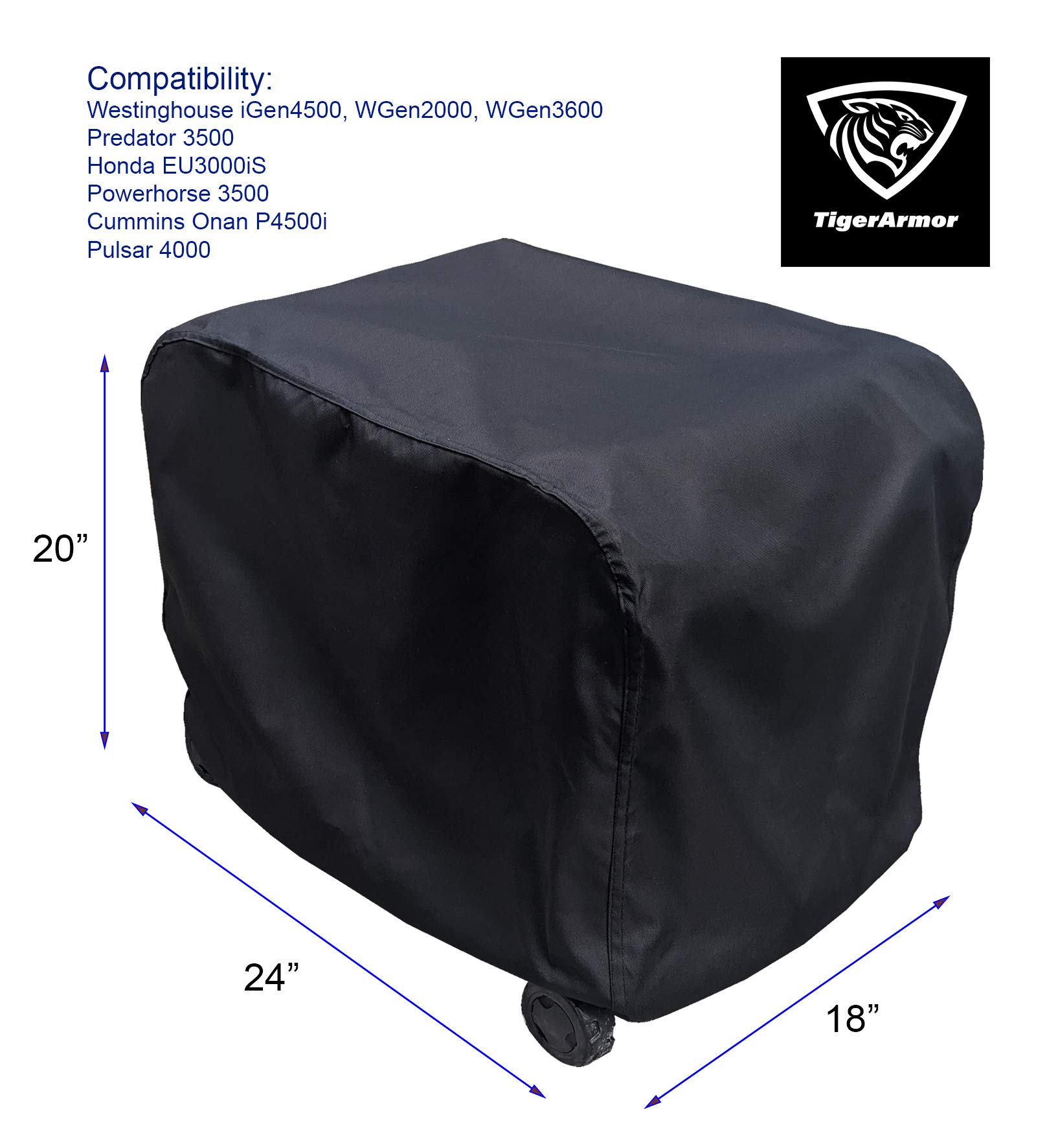 Generator Cover for iGen4500 and Predator 3500 - Waterproof, Heavy Duty Polyester with Elastic Drawstring (24”L x 18”W x 20”H)