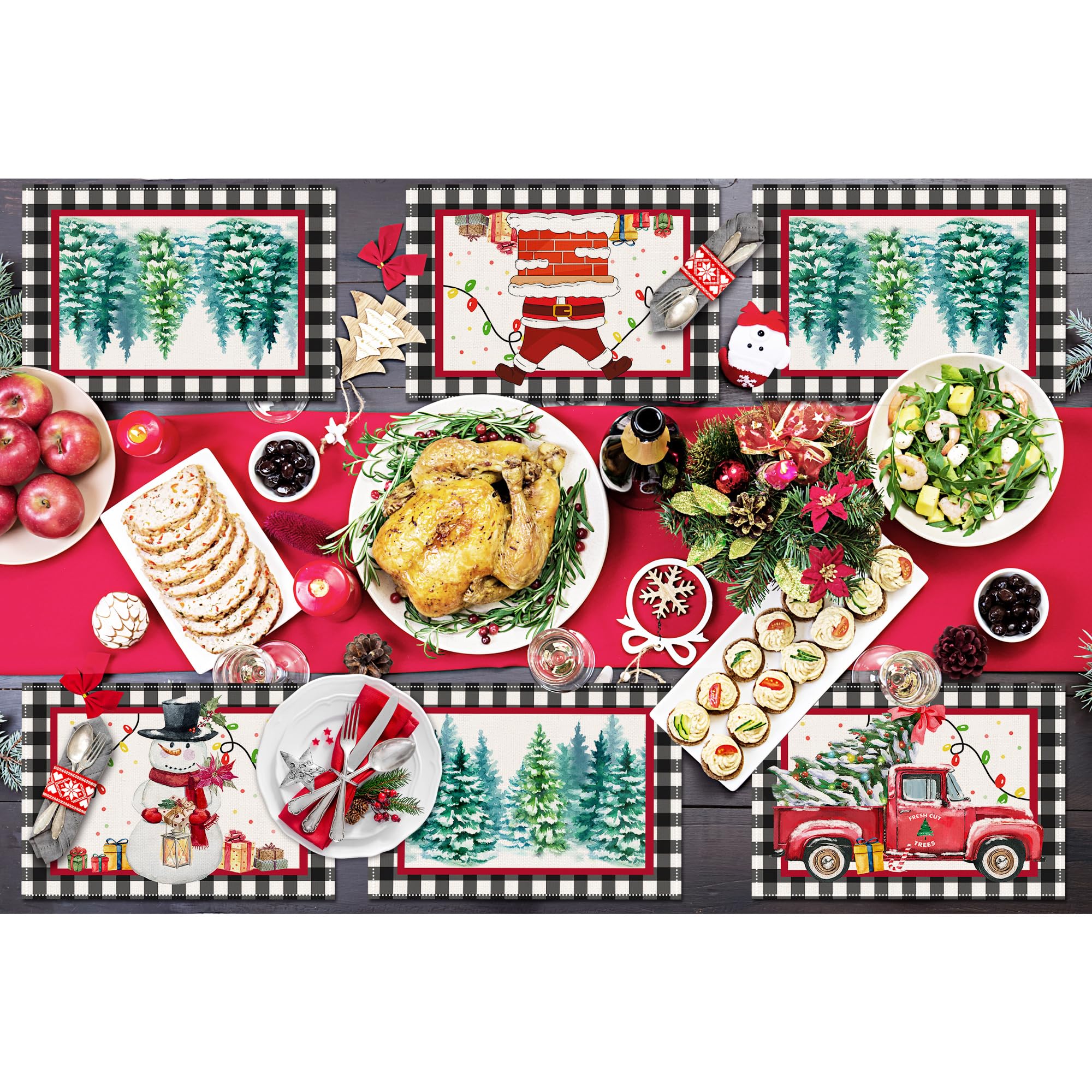 Halloween Placemats Set of 6-12x18 Inch Decorative Place Mats for Dining Table with Hocus Pocus