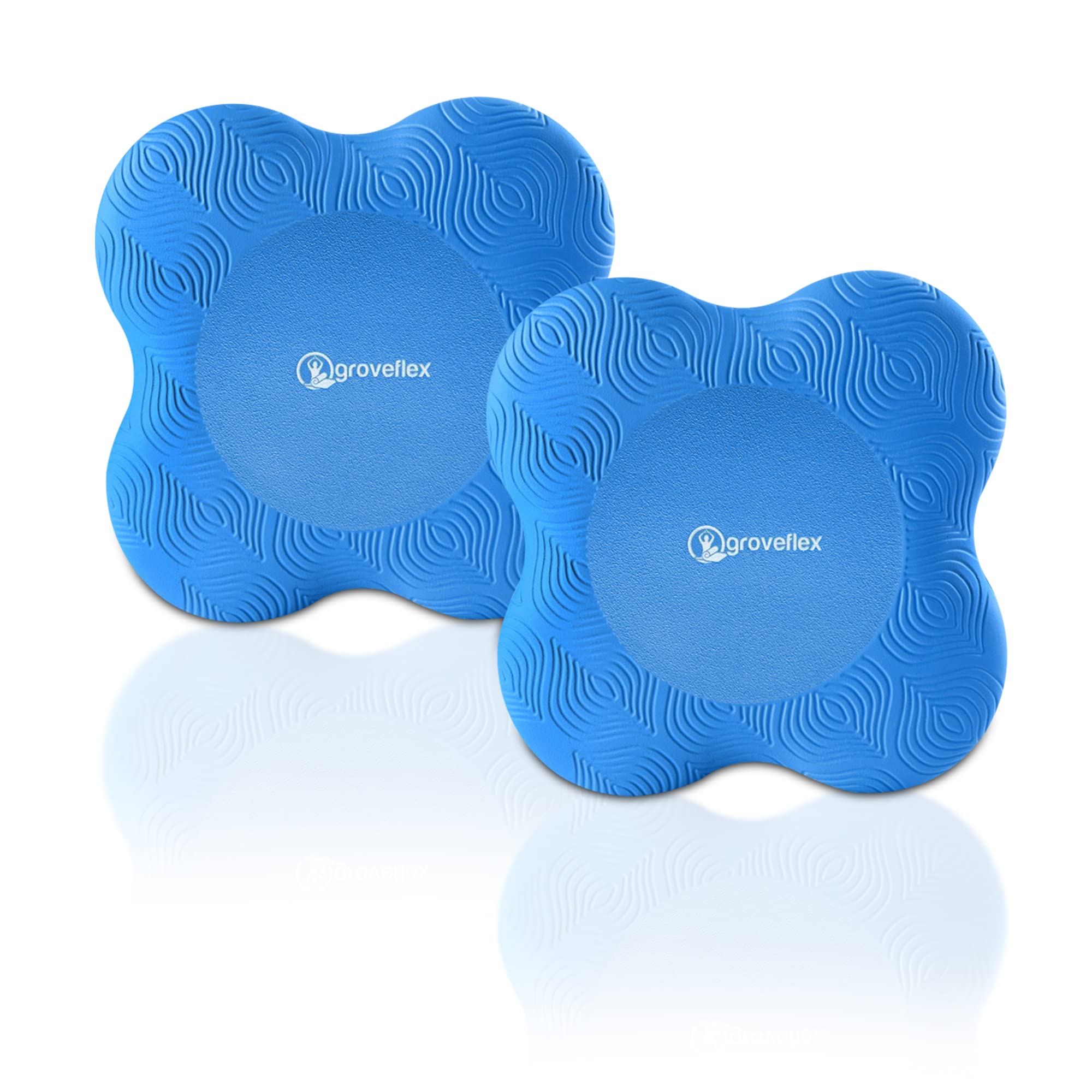 groveflex Yoga Knee Cushion - EVA Yoga Pads, Thick, Soft, Fitness Cushion Pads, Non-slip Design - Knees, Wrists, Elbows Protectors - Pads for Yoga, Pilates, Meditation - Pack of 2, Blue