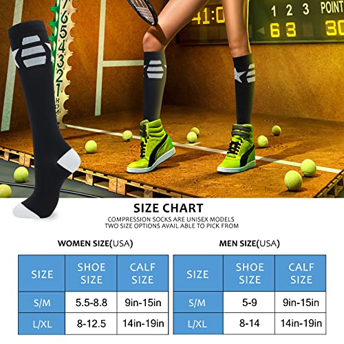 hello momoya Compression Socks for Women Men Knee High Support Socks 8 Pairs Pregnancy, Nurses, Running, Flying, Athletic