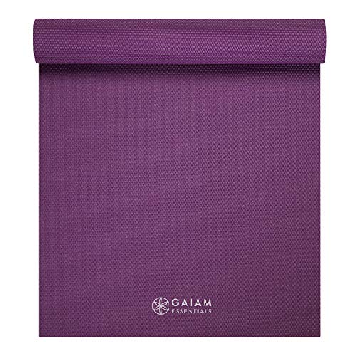 Gaiam Essentials Premium Yoga Mat with Yoga Mat Carrier Sling, Purple, 72 InchL x 24 InchW x 1/4 Inch Thick
