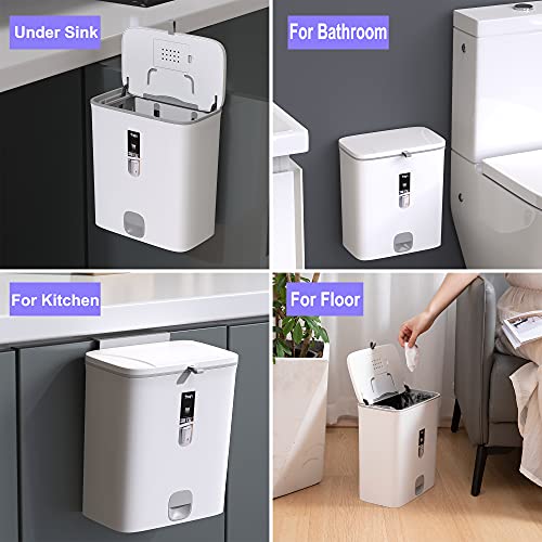 Sooyee Trash Can Kitchen with Inner Barrel for Counter Top or Under Sink,10 Liter Compactor Compost Bin with Lid For Bathroom/Bedroom/Office,Gray