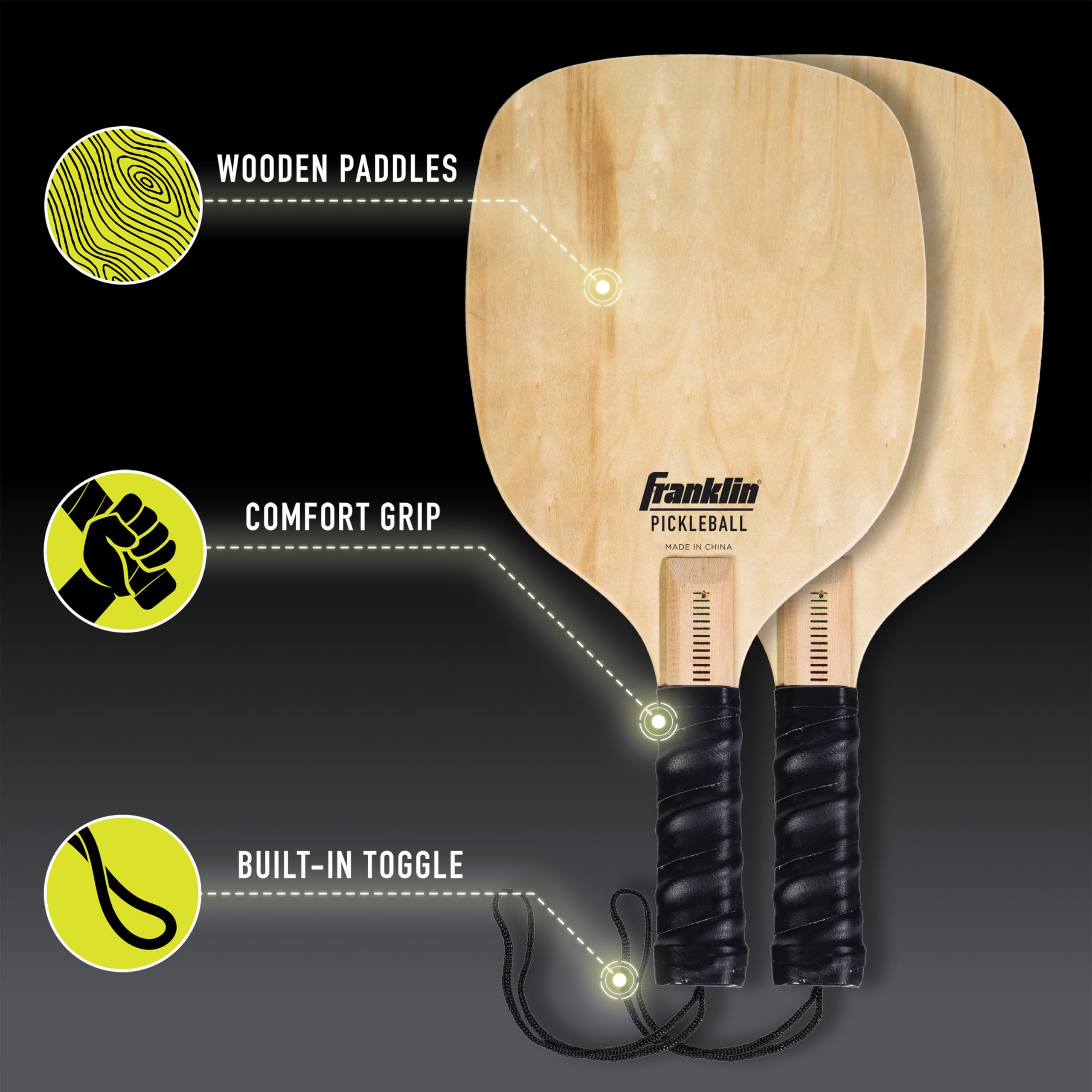 Franklin Sports Half Court Size Pickleball Net by Franklin Pickleball - Includes 10ft Net, (2) Paddles, and (2) X-40 USA Pickleball Approved Pickleballs,Black