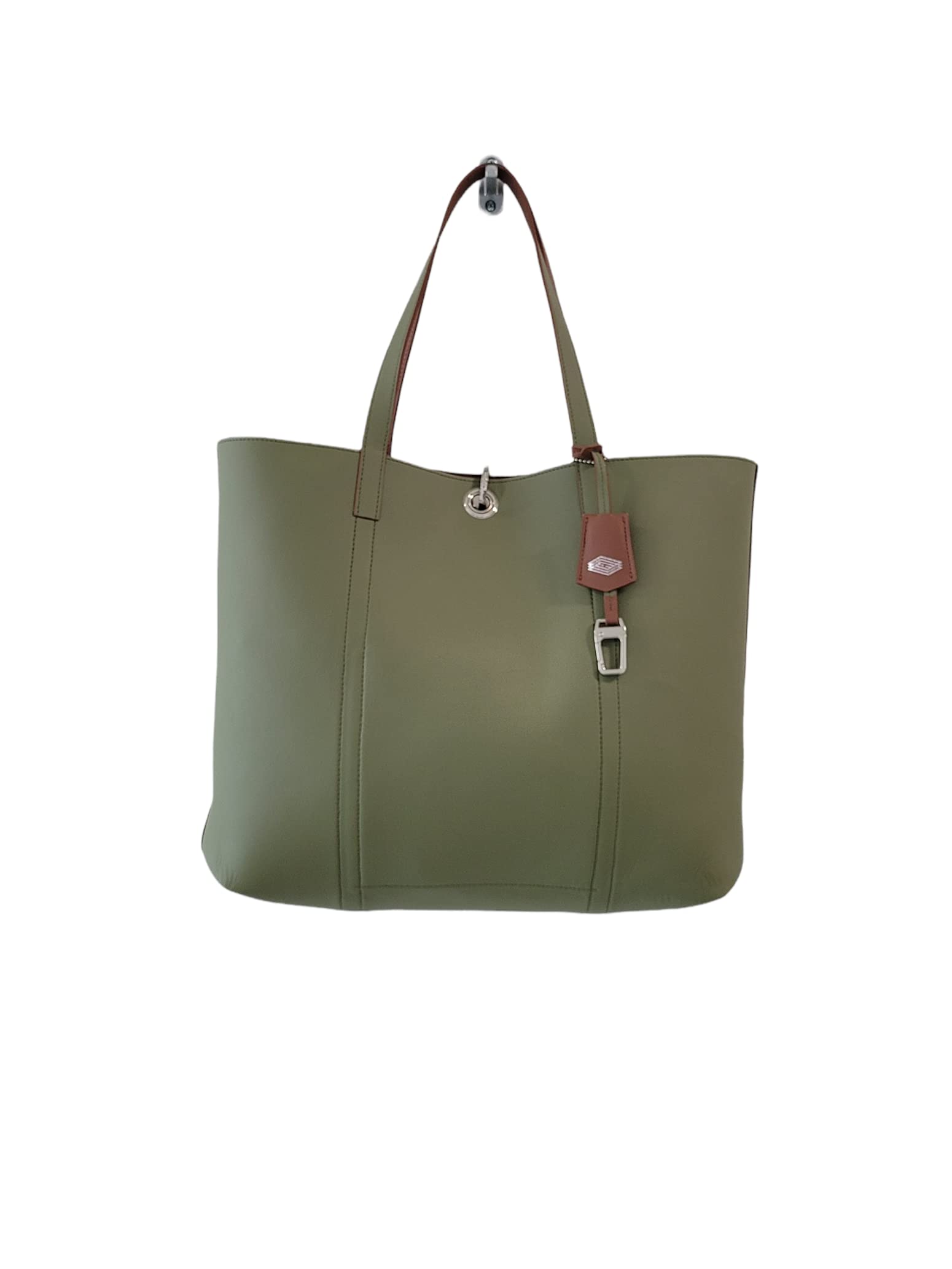 Hemp Black Vegan Leather Reversible Tote, Tortoise Shell & Capulet Olive