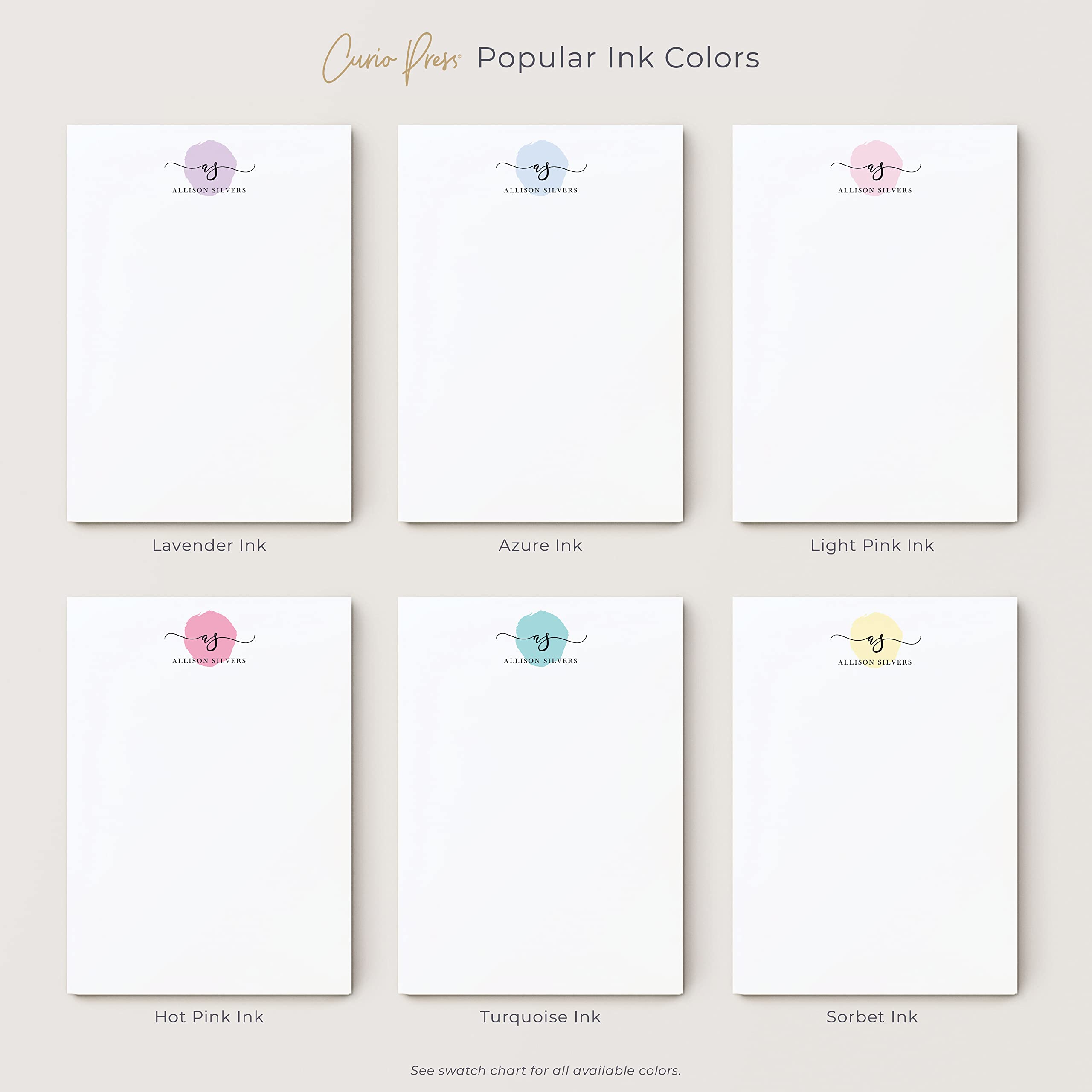 Monogram Personalized Two Letter Cursive Circle Logo NOTE PAD Stationery, Womens Stationary List Pad - DELICATE MONO NOTEPAD