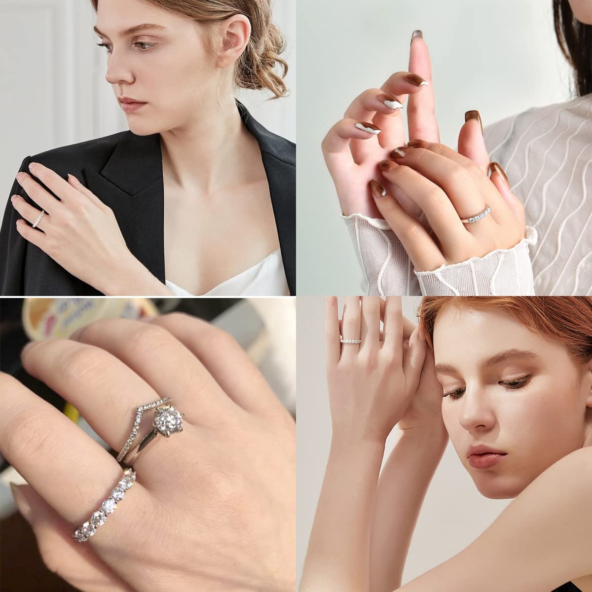 IROAIC Moissanite Rings for Women Engagement Wedding Ring 925 Silver Rings Stackable Bands for Women (Size 5)