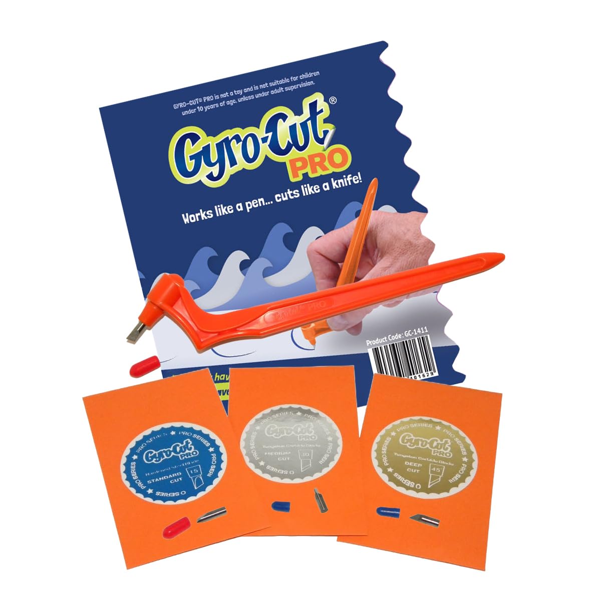 Genuine Gyro-Cut® PRO Tool Kit Including 3 Blades - Standard, Medium and Deep Cut Blades