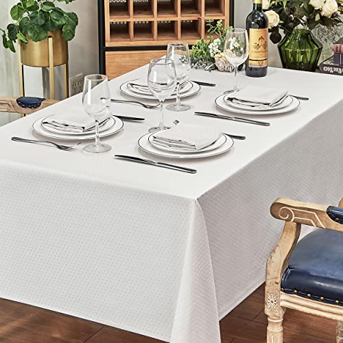 HomeJoy Round Rectangle Table Cloth β Stainproof Waterproof Washable Polyester Oblong Rectangular Tablecloth, Fabric Table Cover for Kitchen Dining Dinner Table (Ivory, 52 X 70 Inch)