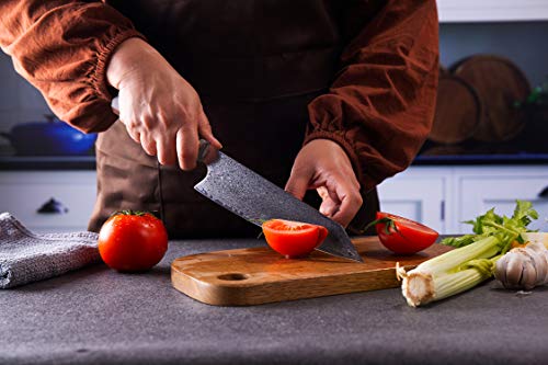 Kiritsuke Chef Knife,GRANDSHARP Kitchen Knife Damascus Pro Sharp VG10 High Carbon Stainless Steel 67-Layer Meat Sushi Fruit Cutting Cleaver Chef Knife[Gift Box]Ergonomic Wooden Handle-8 Inch