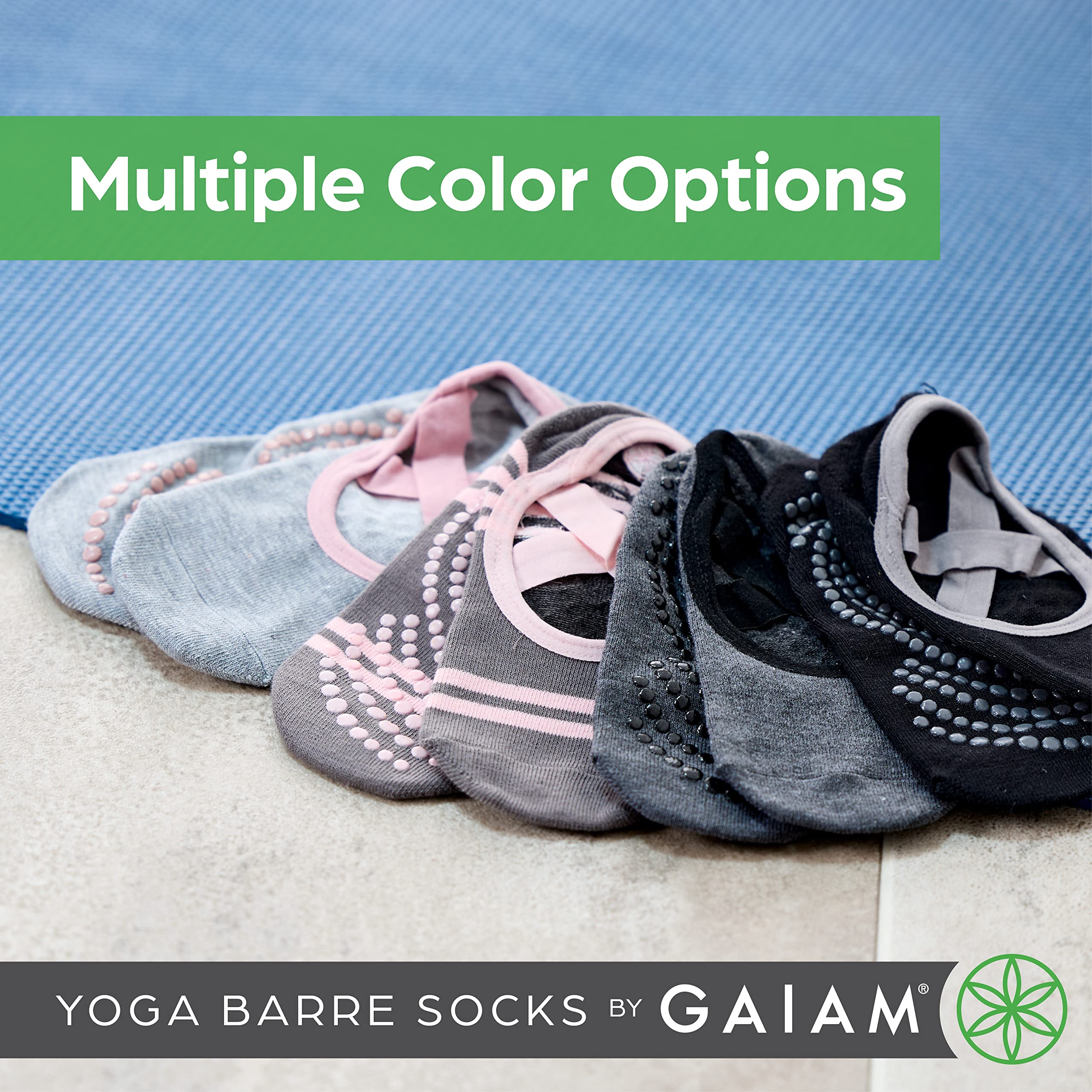 Gaiam womens Gaiam Yoga Barre Socks Folkstone 2pk, Folkstone (2-pack), 1 US