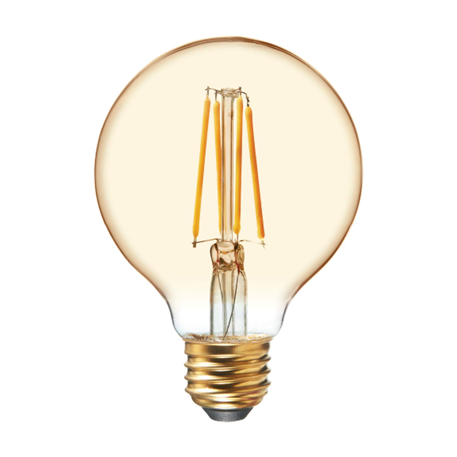 GE Lighting Vintage Style LED Globe Light Bulb, 4.5 Watt (40 Watt Equivalent) Warm Candle Light, Amber Glass, Medium Base, Dimmable (2 Pack)