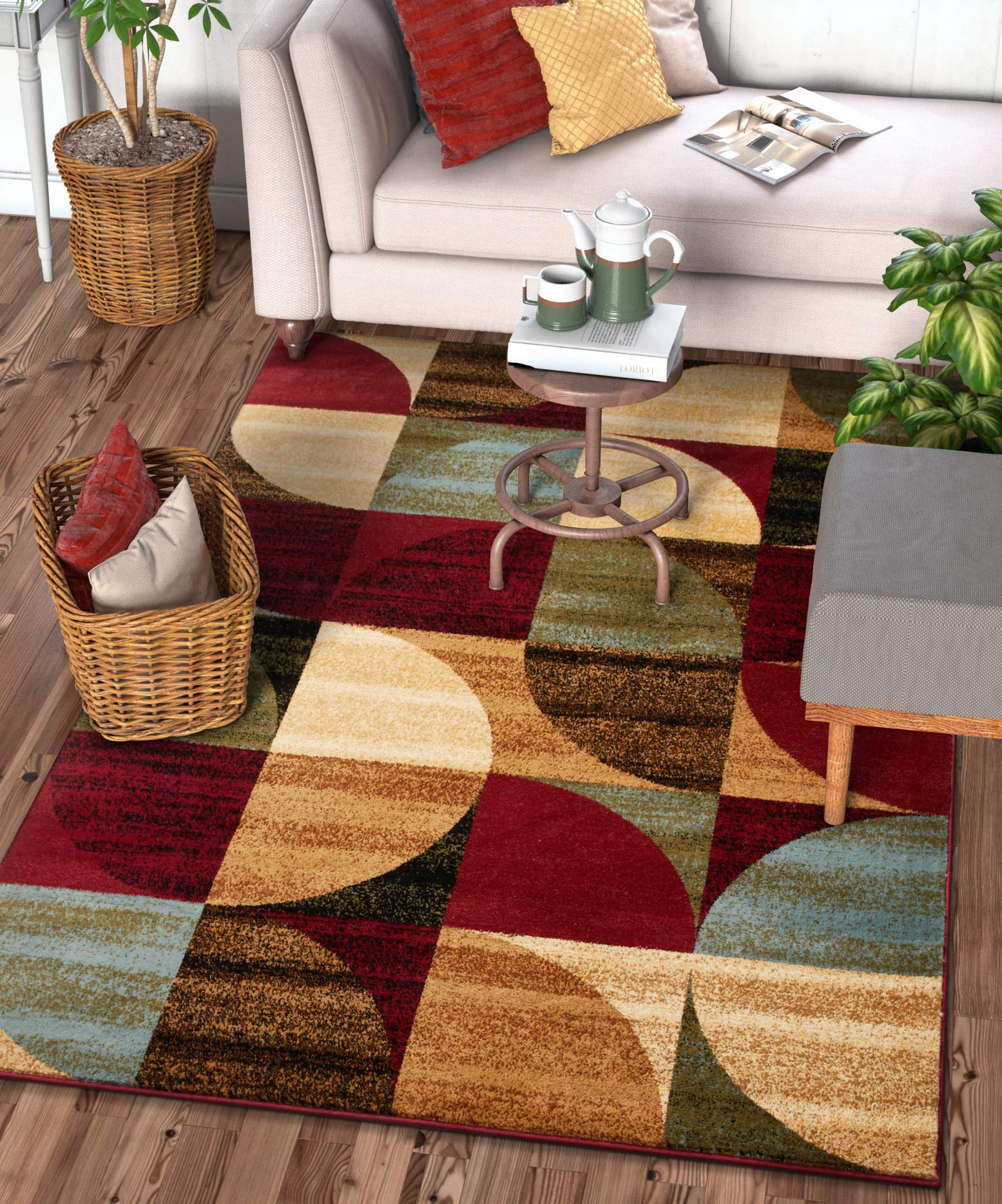 Well Woven Barclay Collection Bowery Art Deco Ivory 4x5 Area Rug - for Entryways, Small Bedrooms, Living Rooms