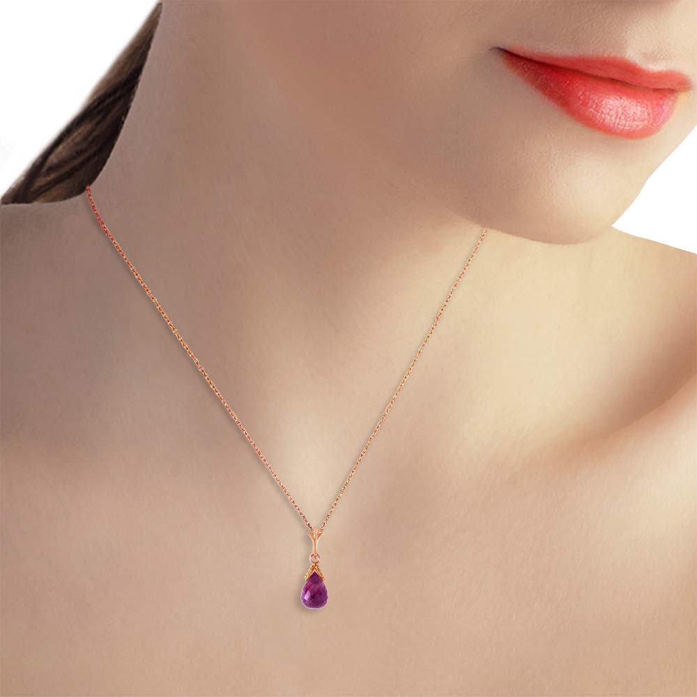 Galaxy Gold GG 14k 18" Rose Gold Necklace with Briolette Amethyst