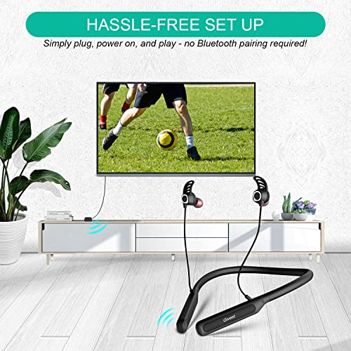 Giveet Bluetooth Headphones Earbuds for TV Watching, Wireless Neckband Earphones w/Bluetooth Transmitter Set for Optical Digital, RCA, 3.5mm Aux Ported TVs, 16Hrs Playtime, Plug & Play, No Audio Delay