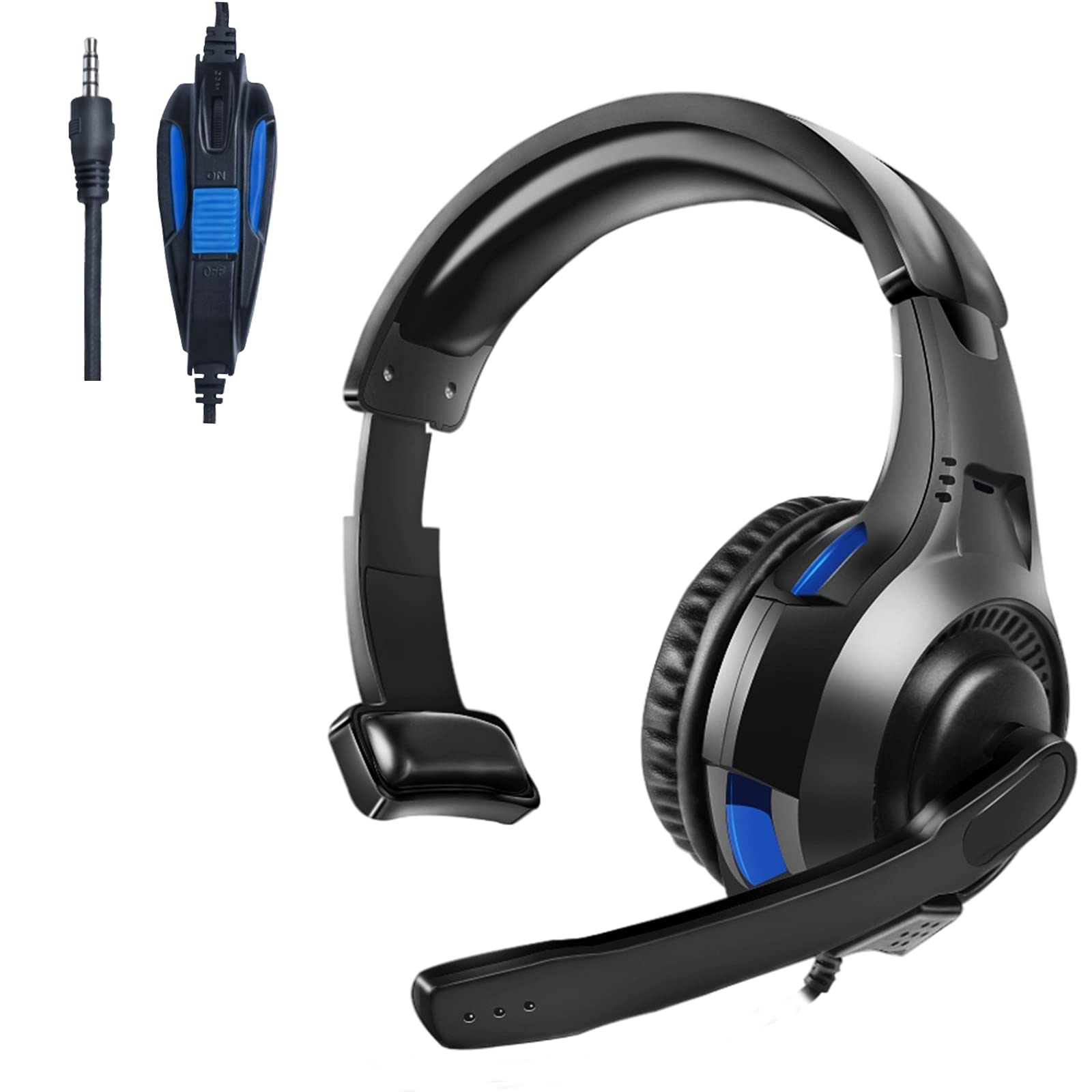Gaming Headset for PS5 PS4, Cloud Chat Headset with Microphone& Audio Controls, Clear Voice Chat, 3.5 mm One Ear Wired Headset Great for Gaming, School, Remote Work, PC, Mac, Tablet, Cell Phone